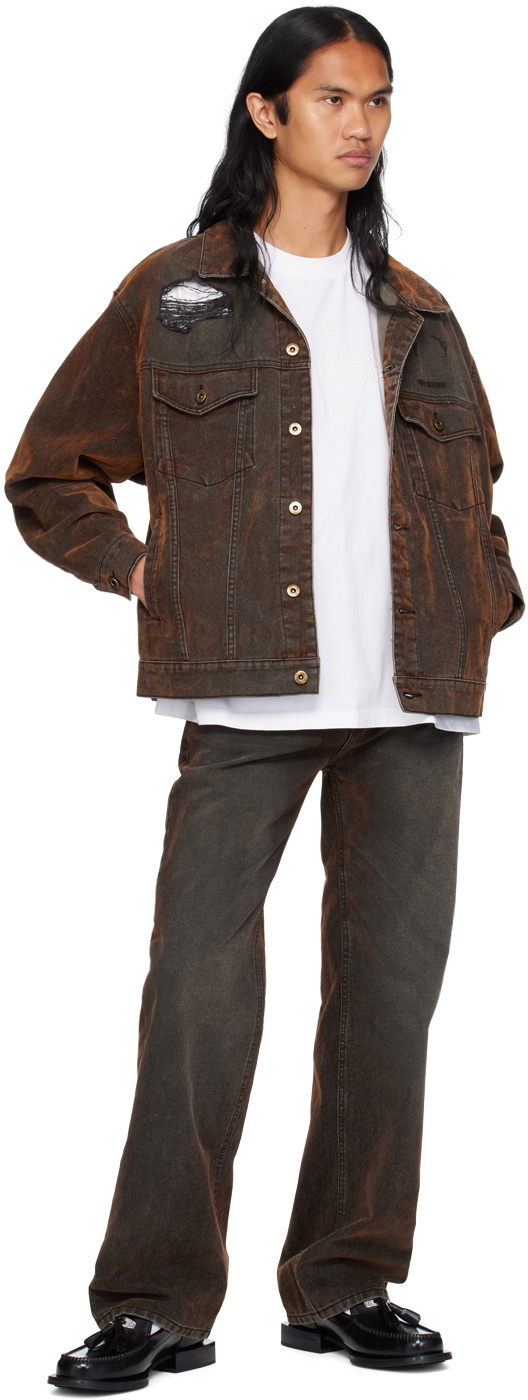 We11done Brown Distressed Denim Jacket We11done