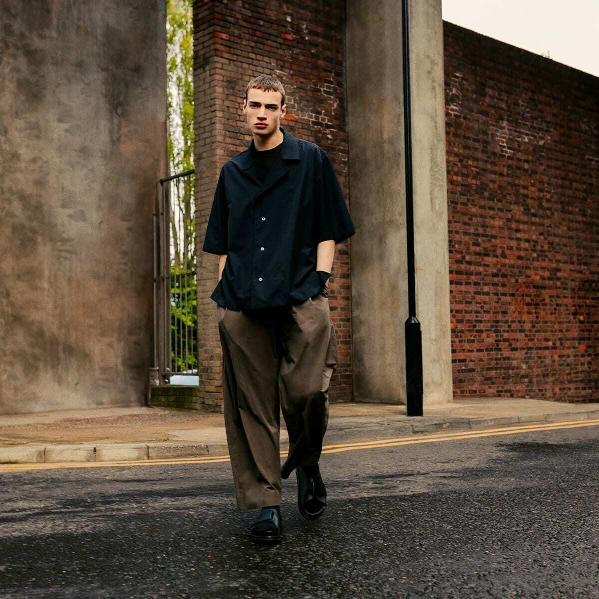 Studio Nicholson Men's Boxy Vacation Shirt in Darkest Navy Studio Nicholson