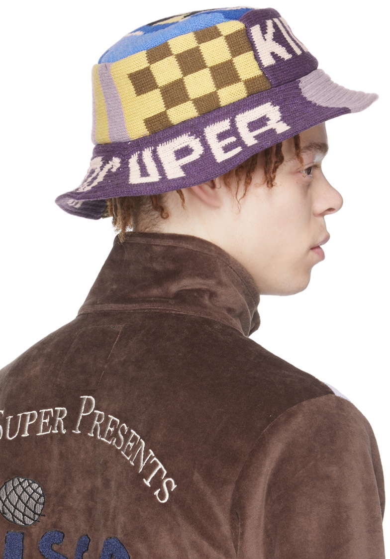 KidSuper Purple & Yellow Knit Bucket Hat KidSuper