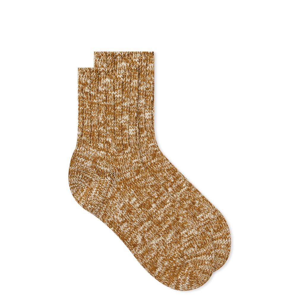 RoToTo Men's Low Gauge Slub Ankle Socks in Mustard RoToTo