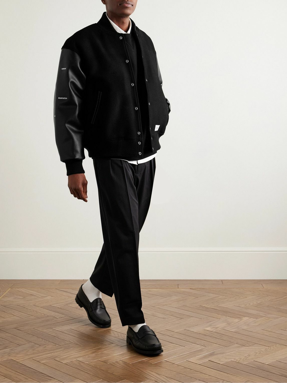 WTAPS - Logo-Appliquéd and Embroidered Melton Wool-Blend Felt Bomber Jacket - Black WTAPS