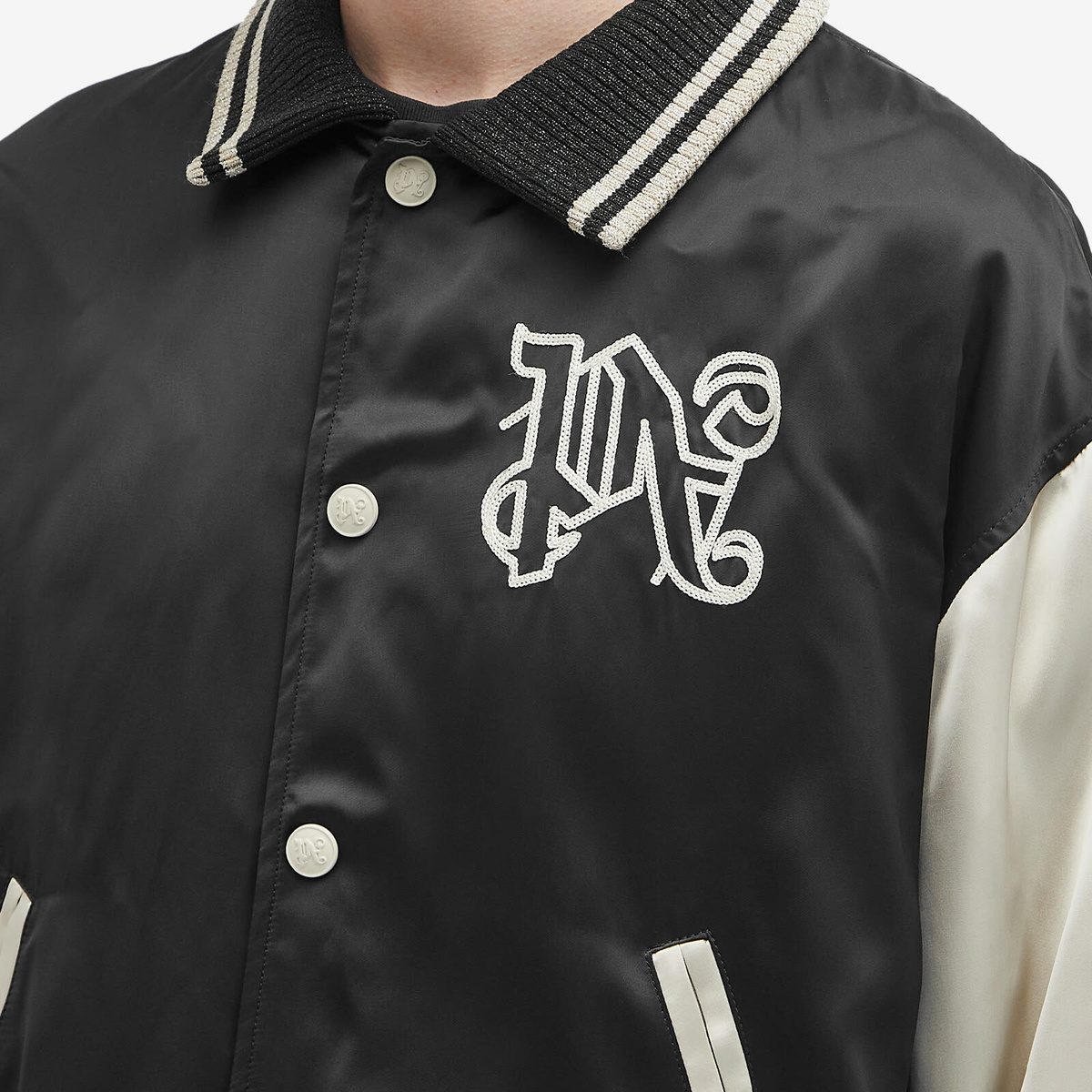 Palm Angels Men's Gothic Logo Varsity Jacket in Black Palm Angels