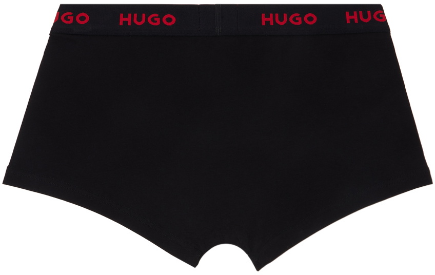Hugo Three-Pack Black Jacquard-Logo Boxers Hugo Boss