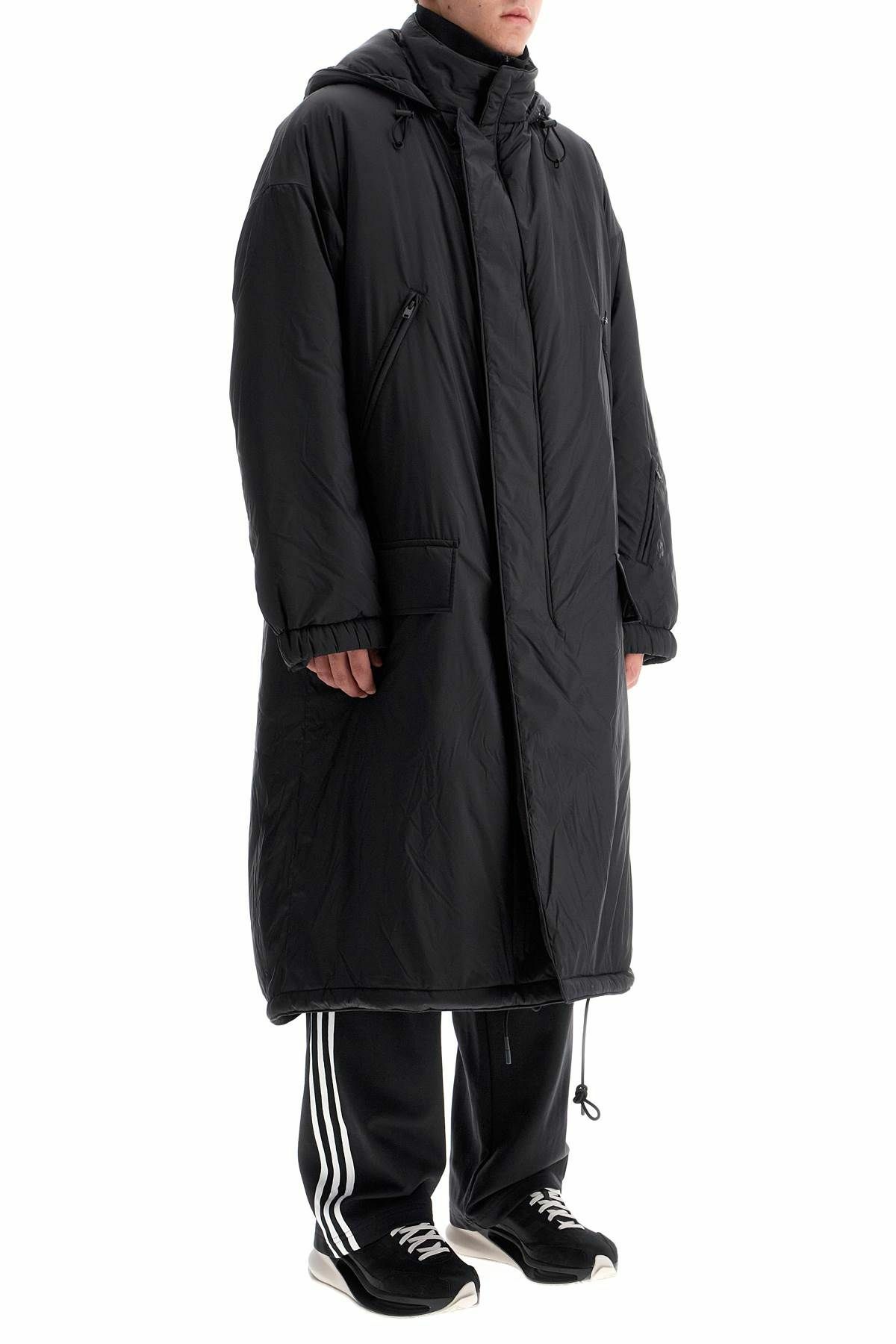 Y-3 long padded nylon parka coat Black Y-3
