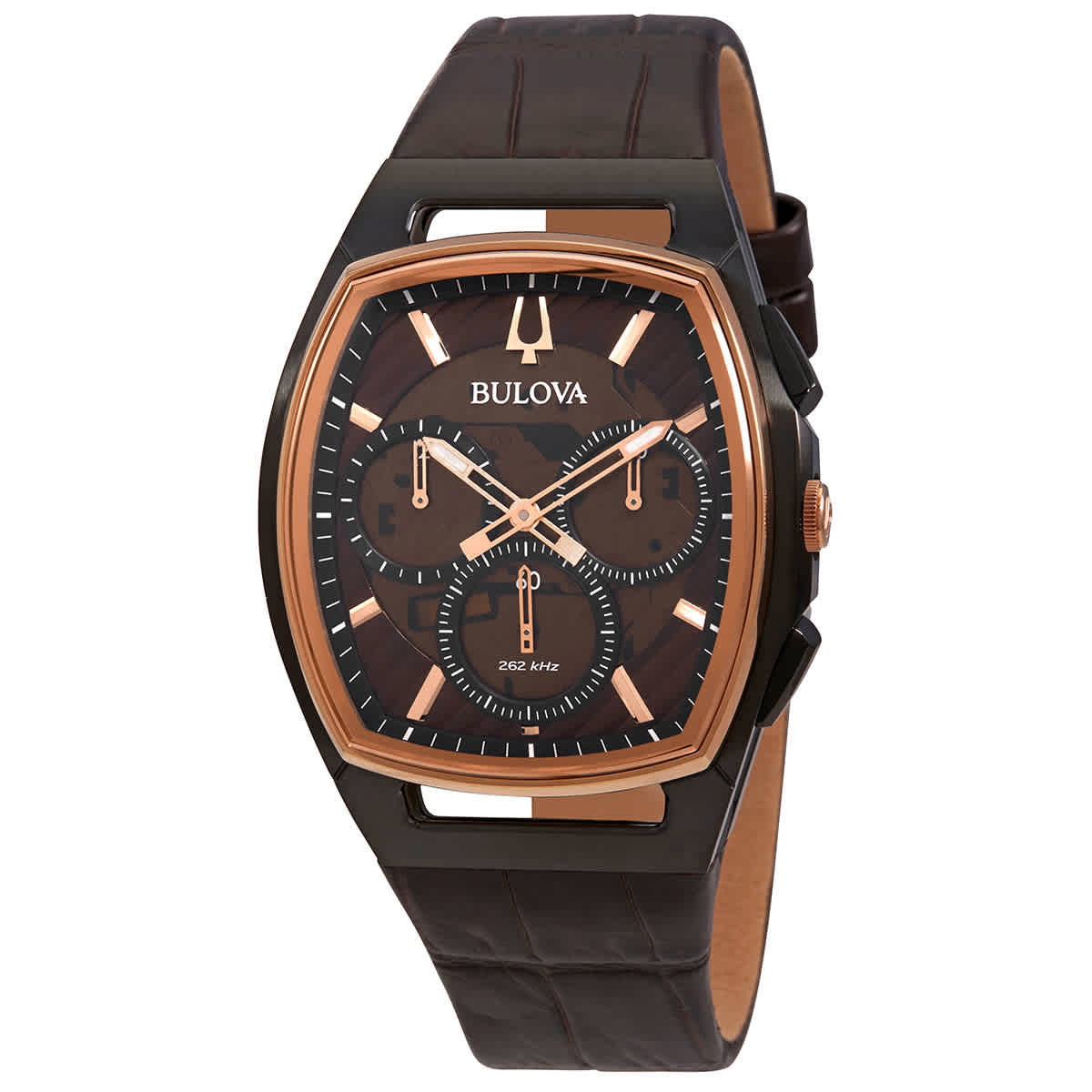 Bulova Curv Chronograph Quartz Brown Dial Mens Watch 98A264 Bulova