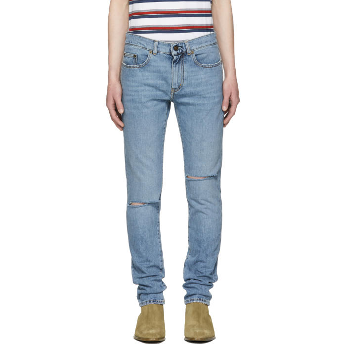 Saint Laurent Blue Skinny Trash Jeans Saint Laurent