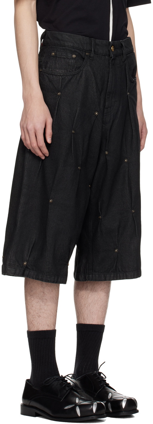 KUSIKOHC Black Multi Rivet Denim Shorts KUSIKOHC