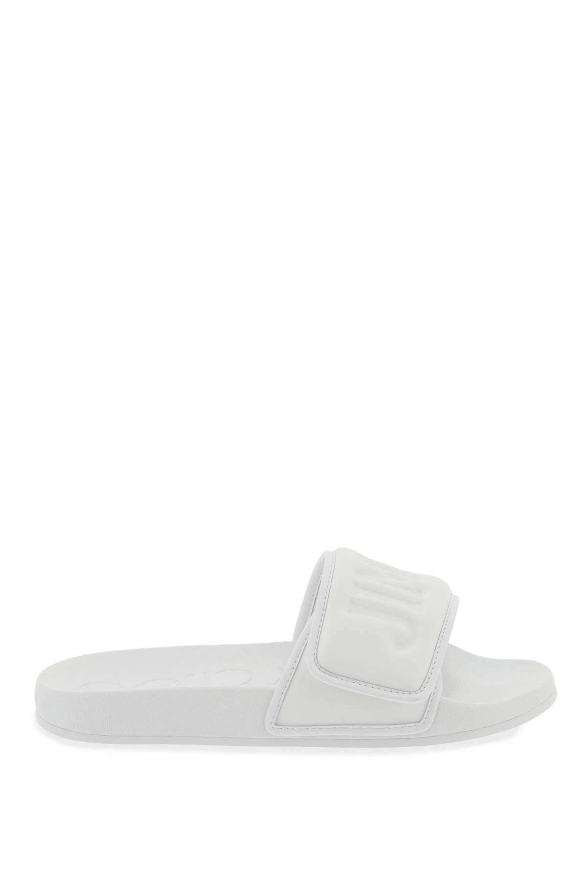 JIMMY CHOO fitz slides with lycra logoed bang White Jimmy Choo