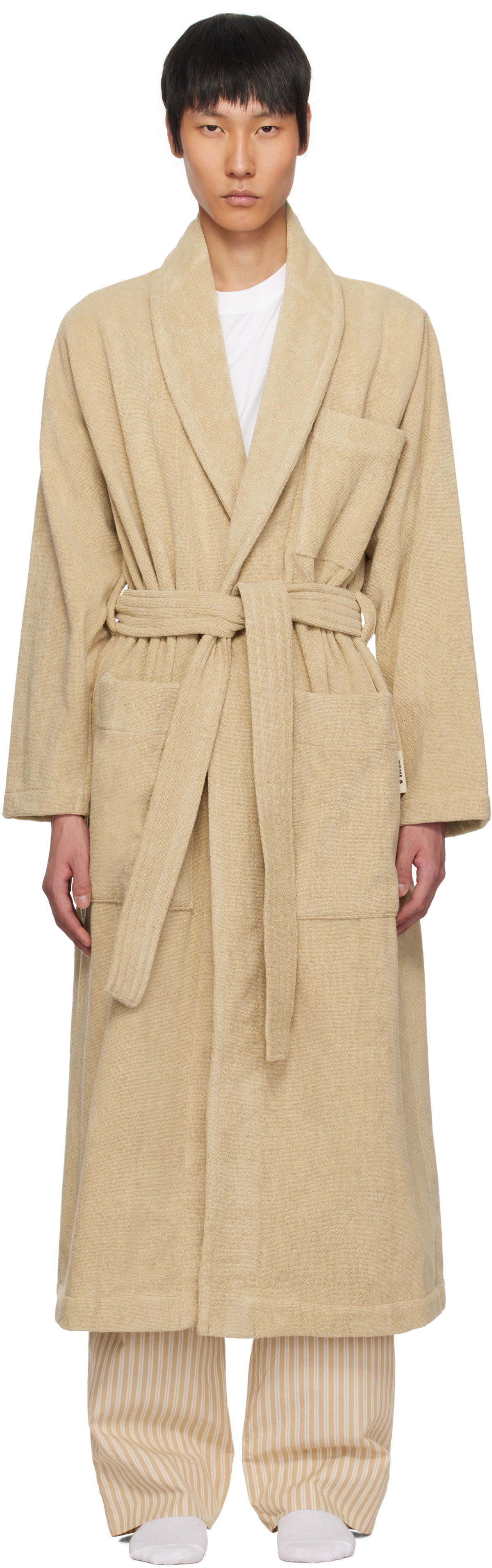 Tekla Beige Terry Classic Bathrobe Tekla Fabrics