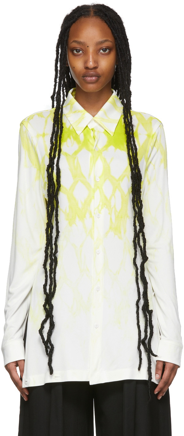 Dion Lee White & Green Shibori Miter Shirt Dion Lee