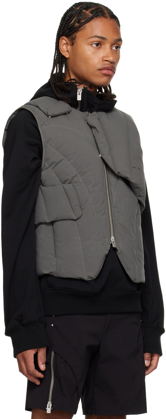HELIOT EMIL Gray Layered Down Vest Heliot Emil