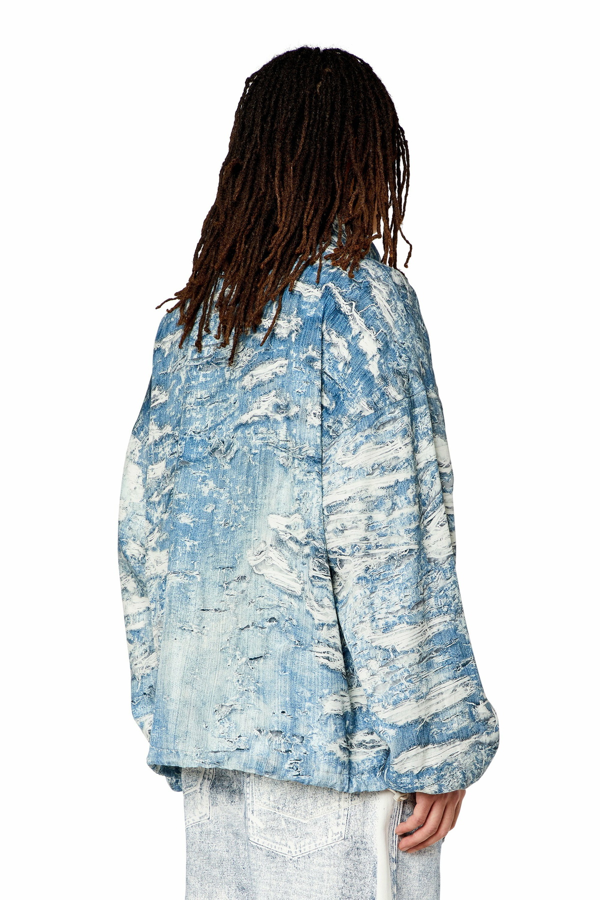 Diesel Windbreaker with Tiger Breaks denim print - Jackets Mens in Blue ...
