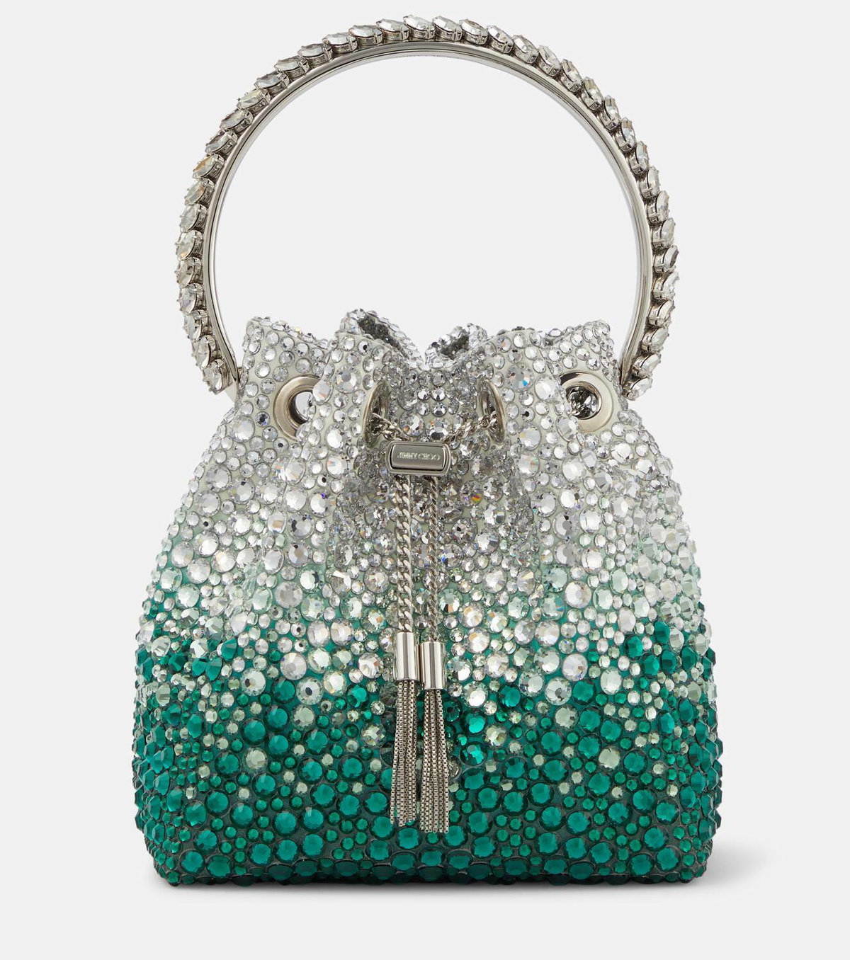 Jimmy Choo Bon Bon Small beaded satin bucket bag Jimmy Choo