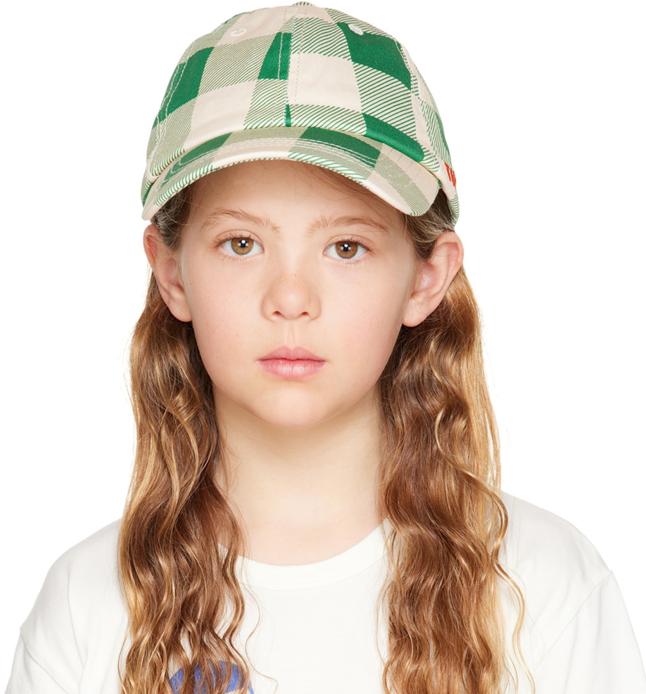 TINYCOTTONS Kids Green Check Cap TINYCOTTONS