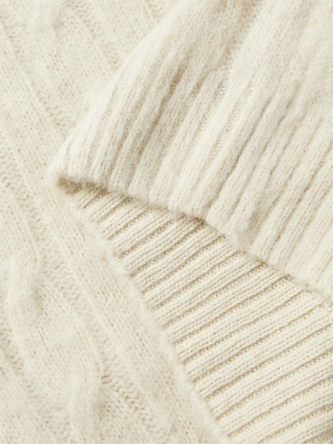 Aspesi - Cable-Knit Brushed-Wool Sweater - Neutrals Aspesi