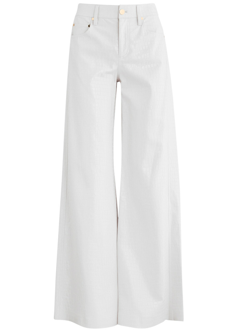 Alice + Olivia Trish Crocodile-effect Faux Leather Trousers Off White ...