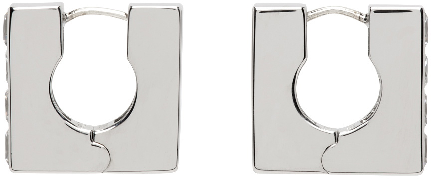 Numbering Silver Square Earrings Numbering