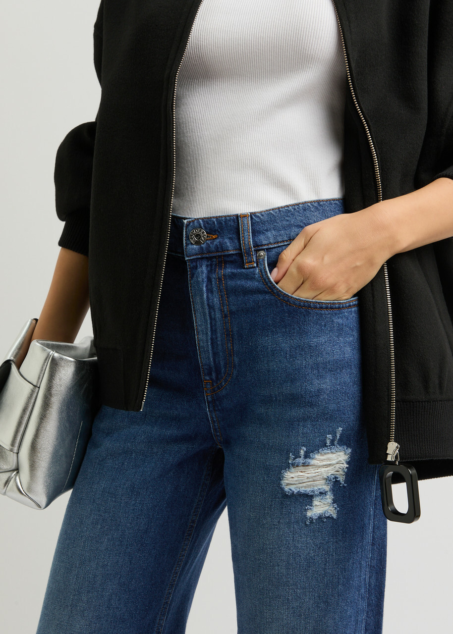 JW Anderson Bucket Distressed Straight-leg Jeans Light Blue JW Anderson