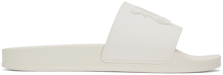 Palm Angels White Monogram Pool Slides Palm Angels