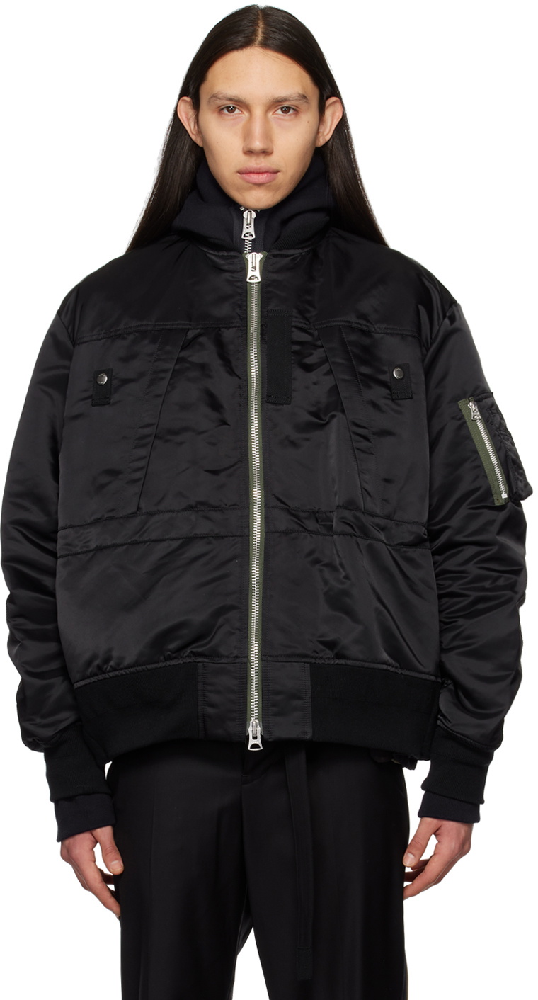 sacai Black Padded Bomber Jacket Sacai