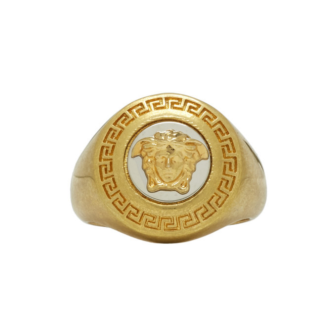 Versace Gold and Black Medusa Medallion Ring Versace