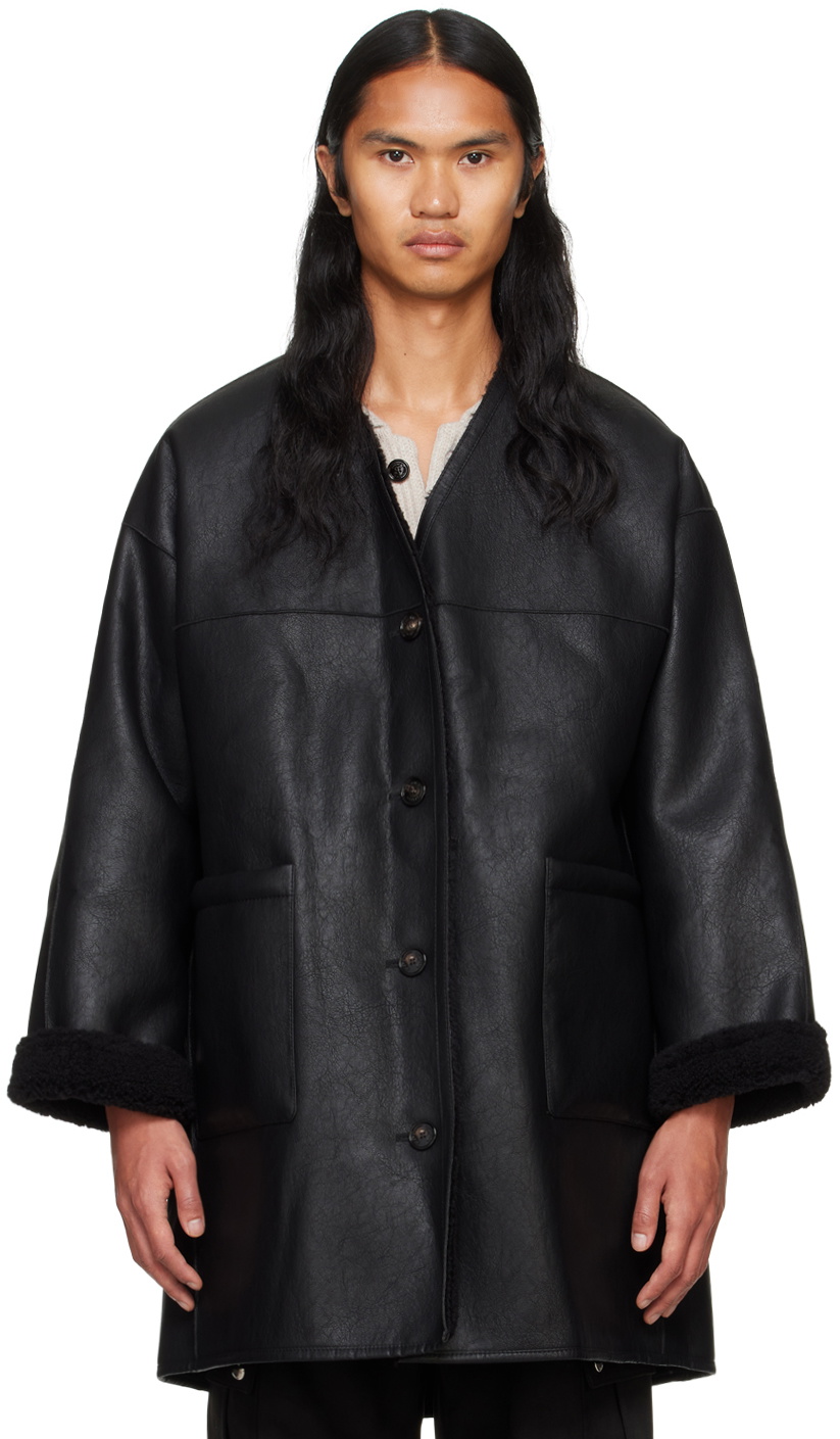 System Black Classic Muffler Faux-Shearling Coat System