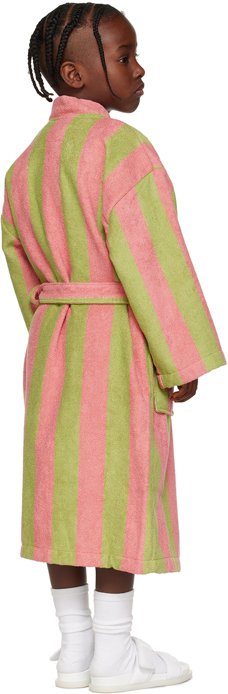 OAS Kids Green & Pink Striped Bathrobe OAS