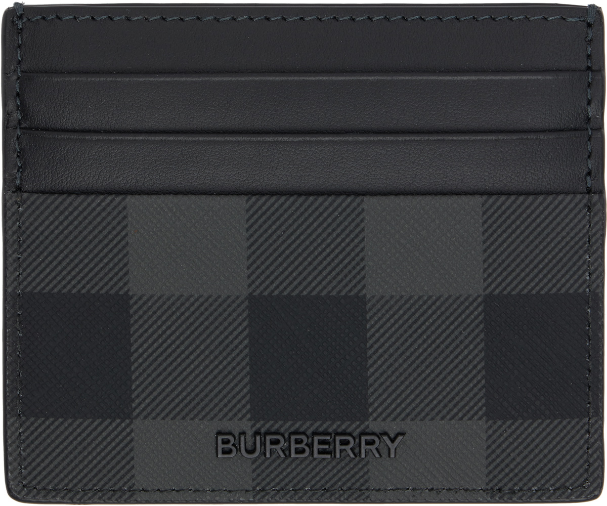 Burberry Black Tall Check Card Holder Burberry