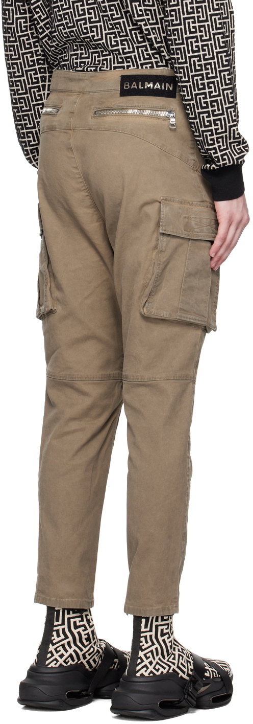 Balmain Khaki Insert Cargo Pants Balmain