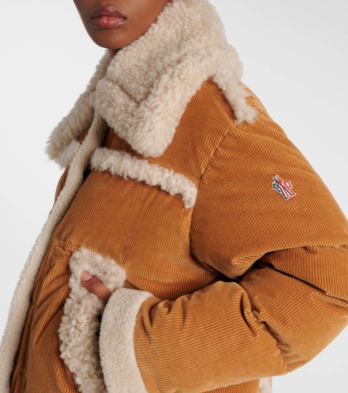 Moncler Shearling-trimmed corduroy jacket Moncler