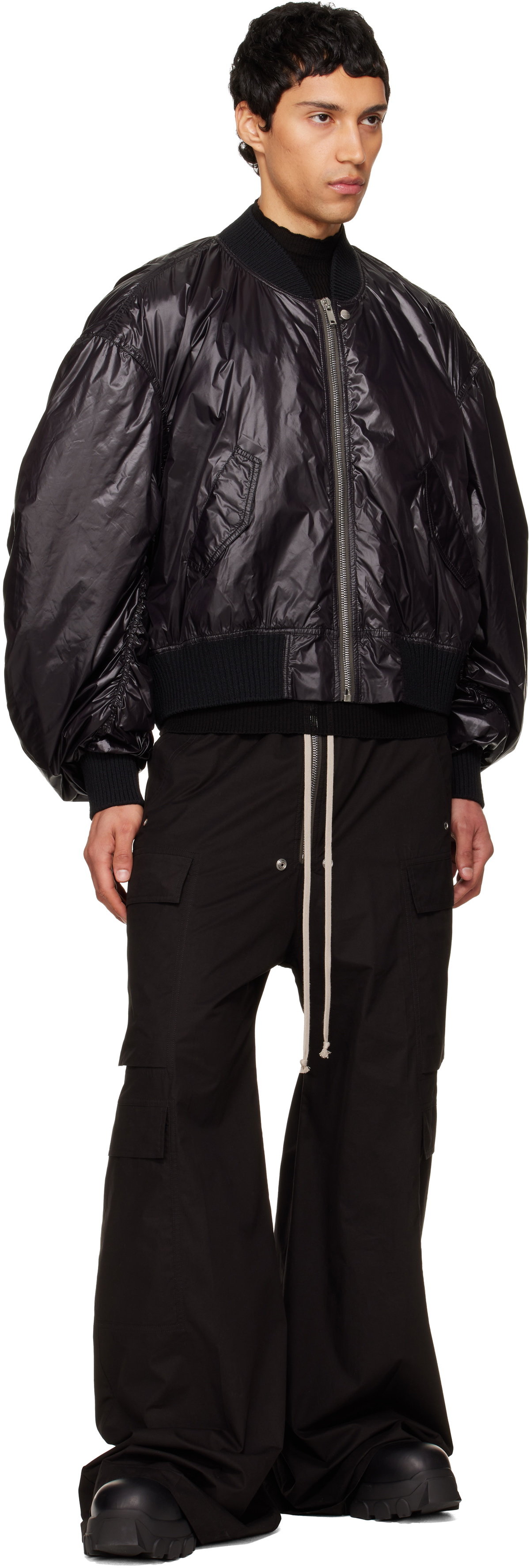 Rick Owens Black Temple Secchia Flight Bomber Jacket Rick Owens