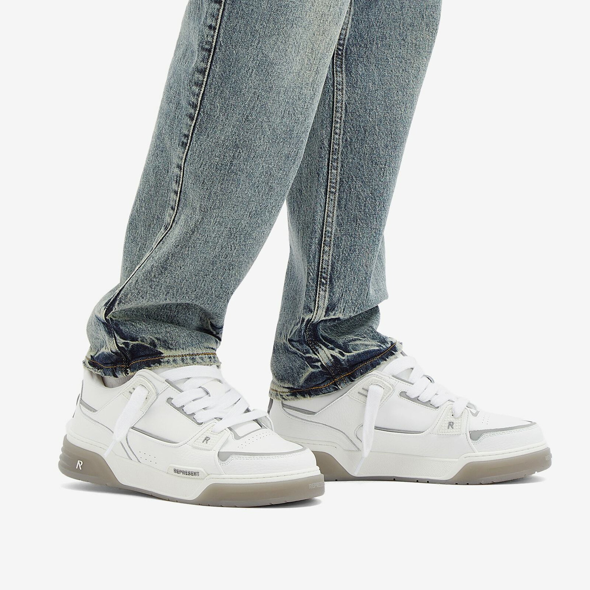 Represent Men's Studio Sneaker in White Grey Represent