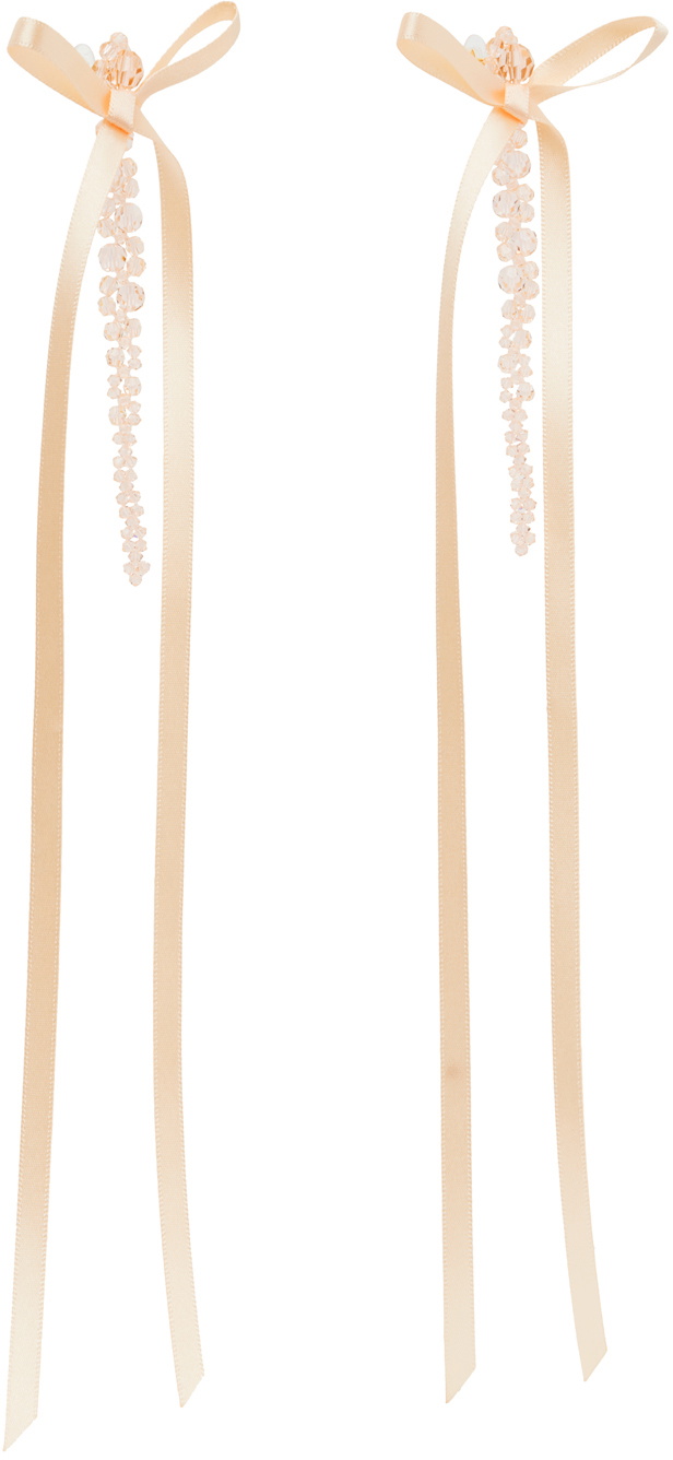 Simone Rocha Pink Bow Ribbon Drip Earrings Simone Rocha