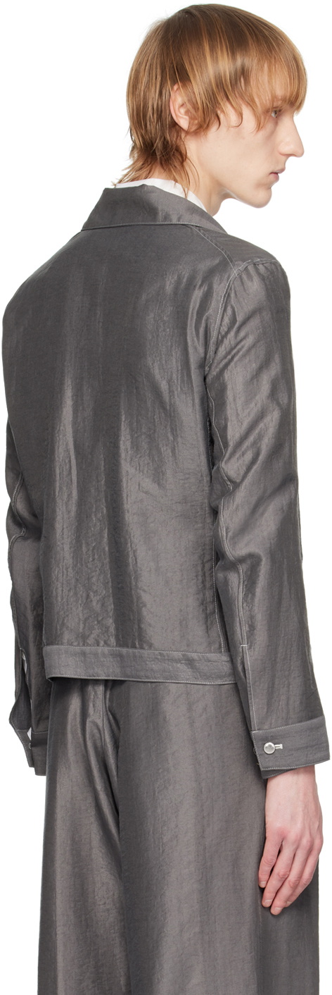 Sulvam Gray Raw Edge Jacket Sulvam