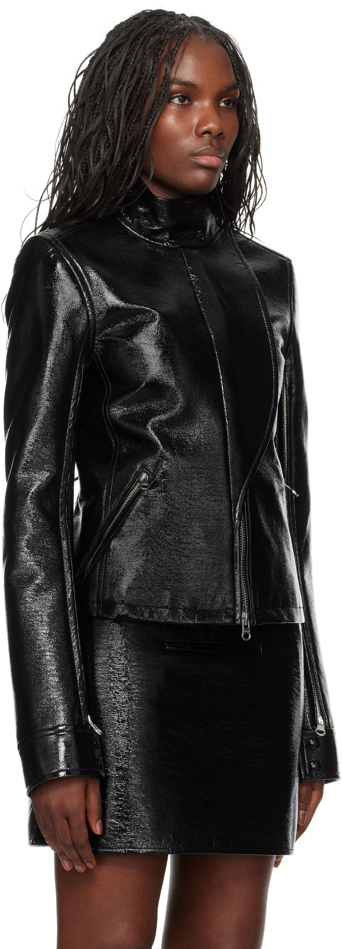 Courrèges Black Motorcycle Vinyl Jacket Courreges