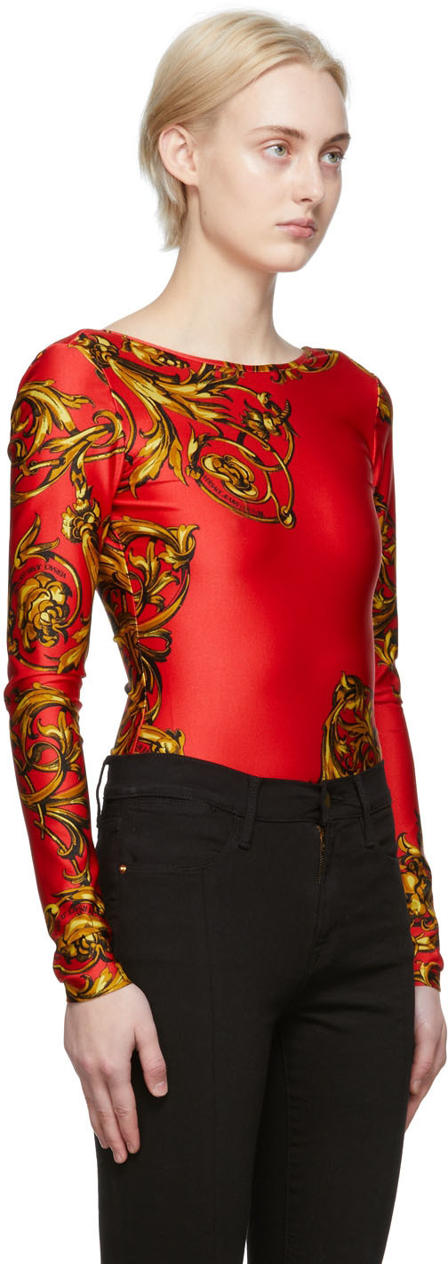 Versace Jeans Couture Red Regalia Baroque Bodysuit Versace