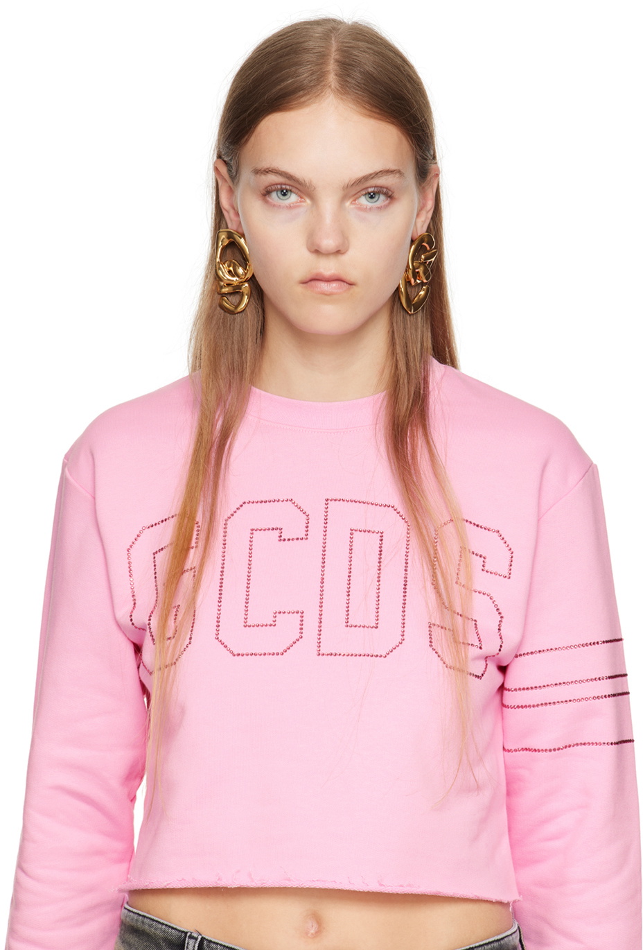 GCDS Gold Logo Chain Earrings GCDS