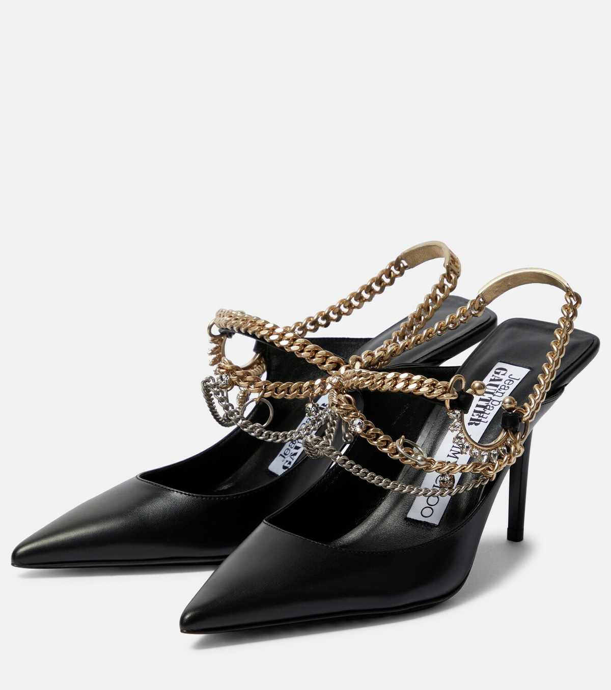 Jimmy Choo x Jean Paul Gaultier embellished leather slingback pumps ...