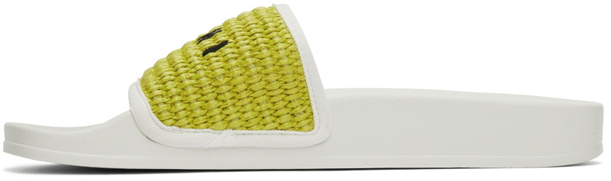 Marni White Raffia Pool Slides Marni
