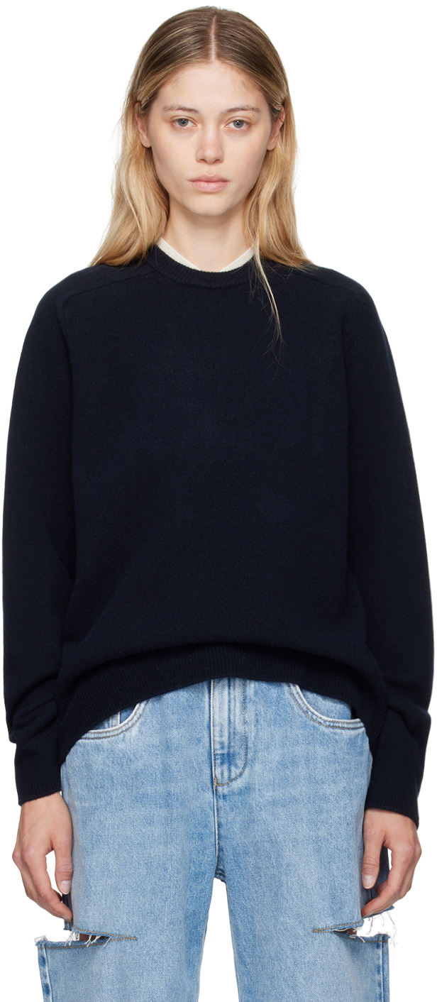 Maison Margiela Navy Washed Lambswool Sweater Maison Margiela