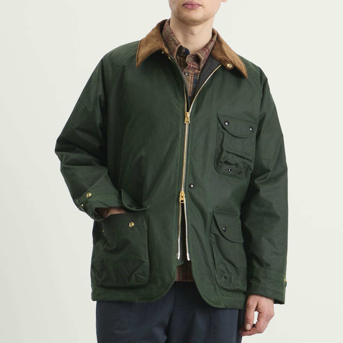 Drake's Men's Waxed Coverall Jacket in Emerald Green Drake's