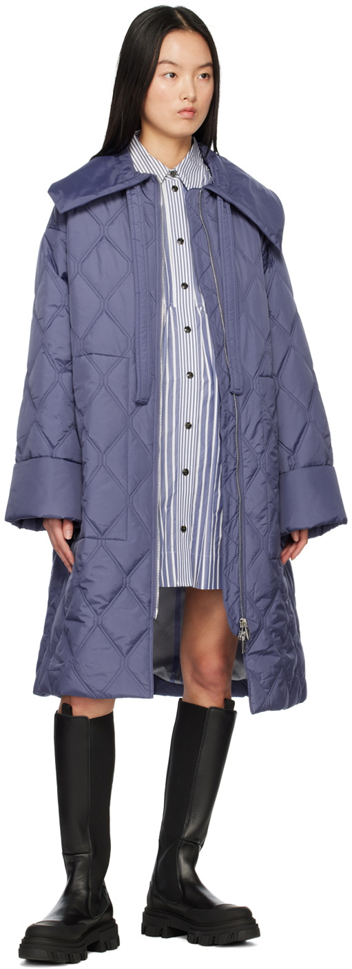 GANNI Blue Quilted Coat GANNI