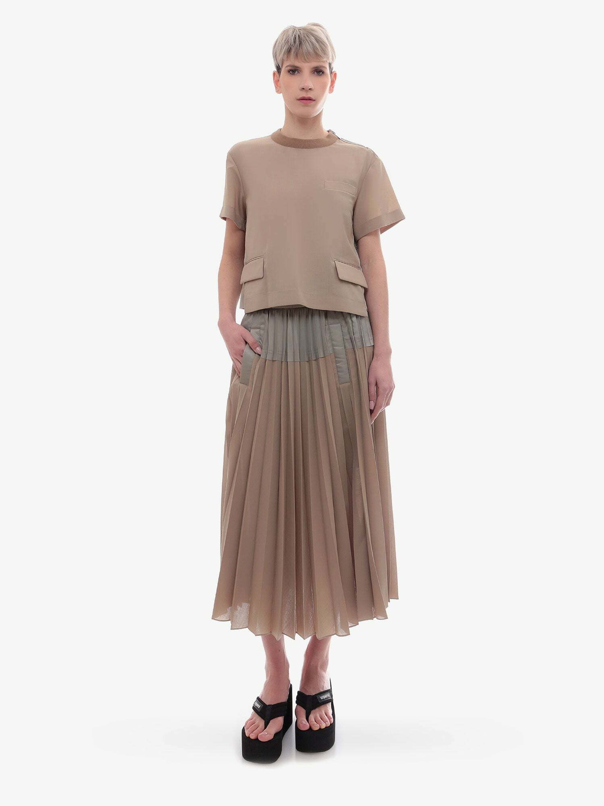 Sacai Top Beige Womens Sacai