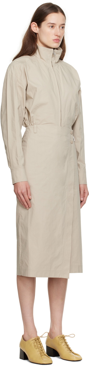 LOW CLASSIC Beige Wrap Midi Dress Low Classic