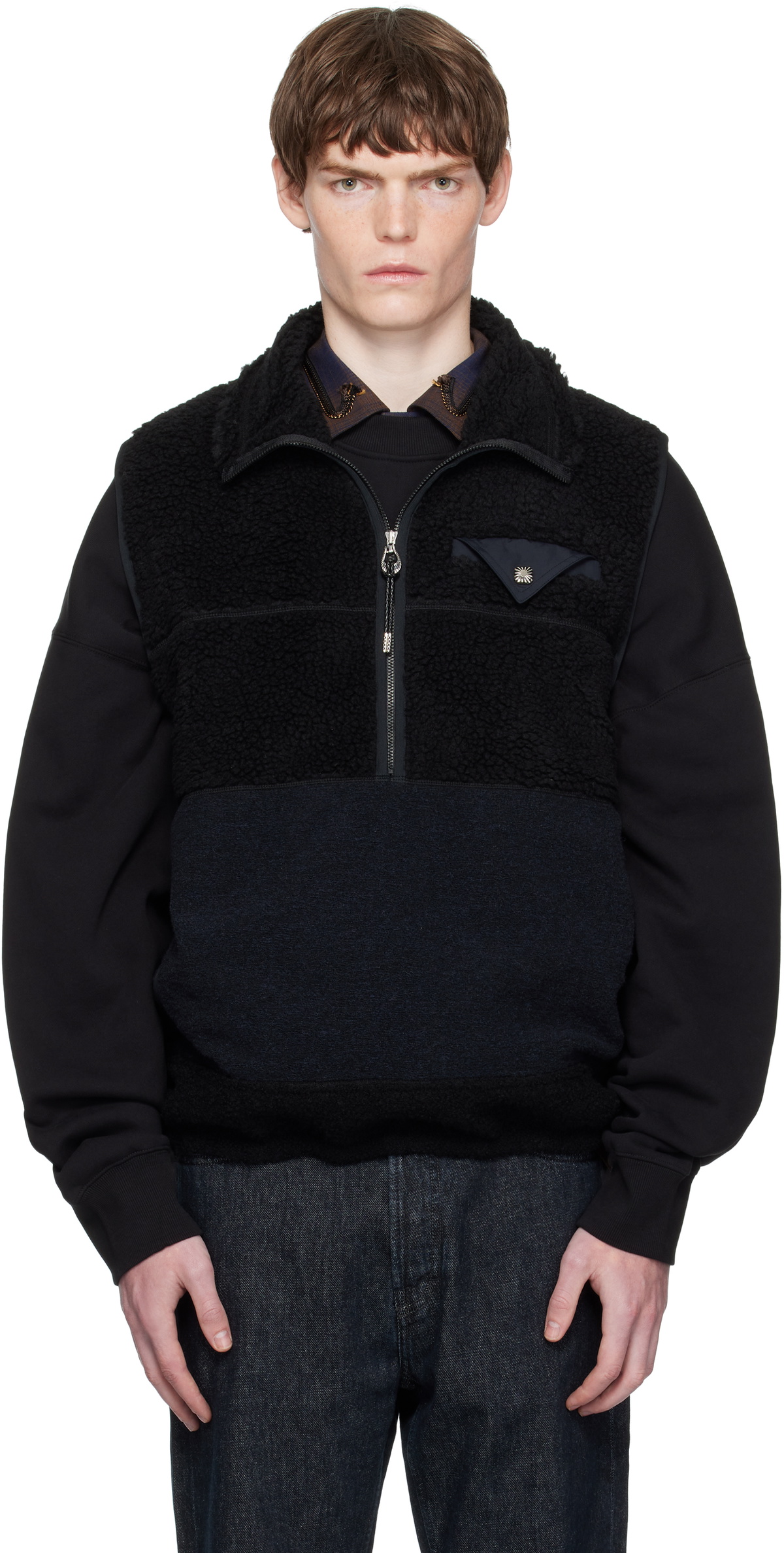 Toga Virilis Black Wool Jersey Vest Toga Virilis