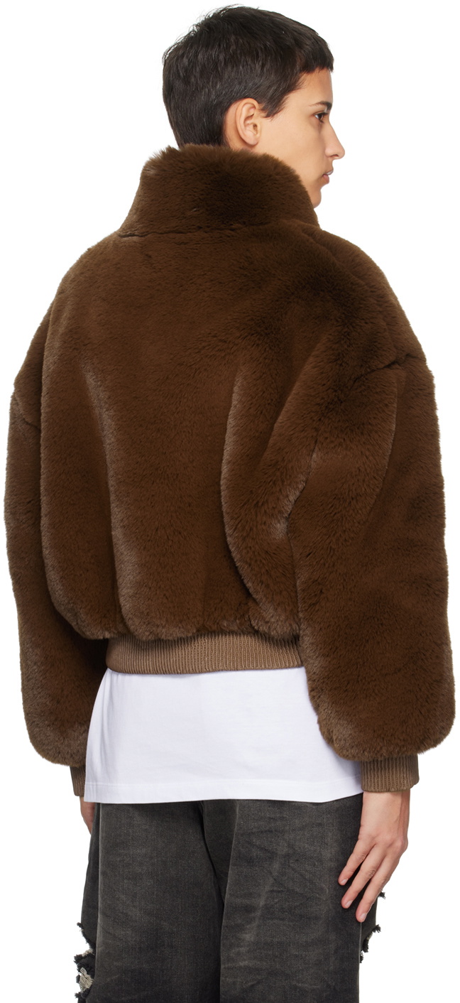 AMIRI Brown Cropped Faux-Fur Jacket Amiri