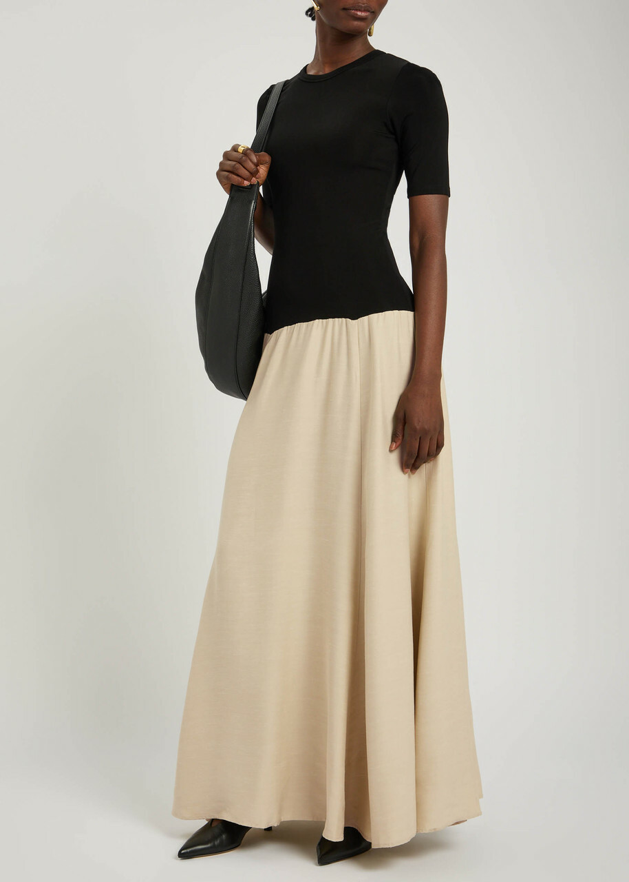 Esse Studios Tee Duo Knit and Sateen Maxi Dress Black Esse Studios