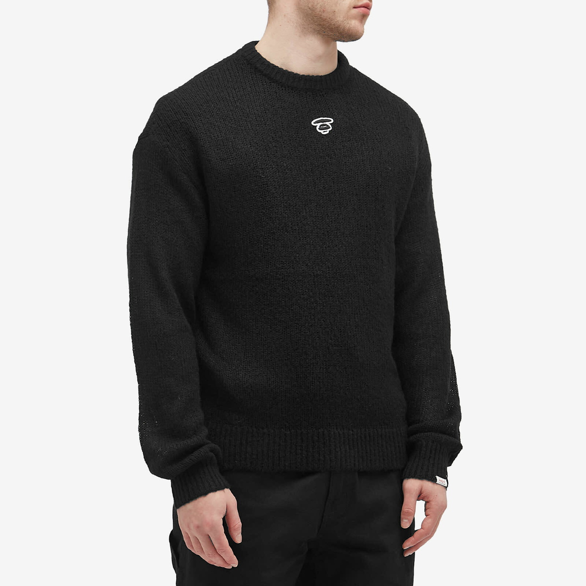 Men's AAPE Logo Mohair Knit Sweater in Black AAPE by A Bathing Ape