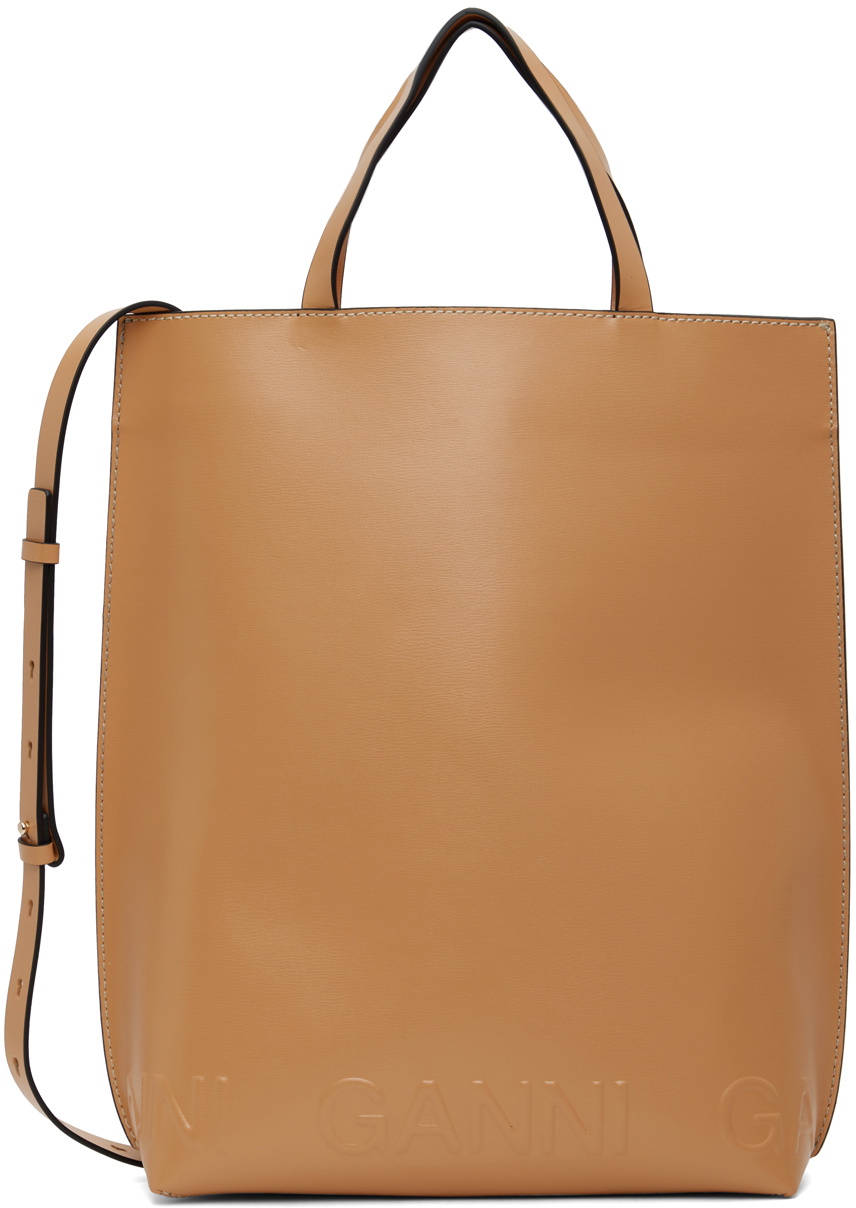 GANNI Tan Medium Banner Tote GANNI