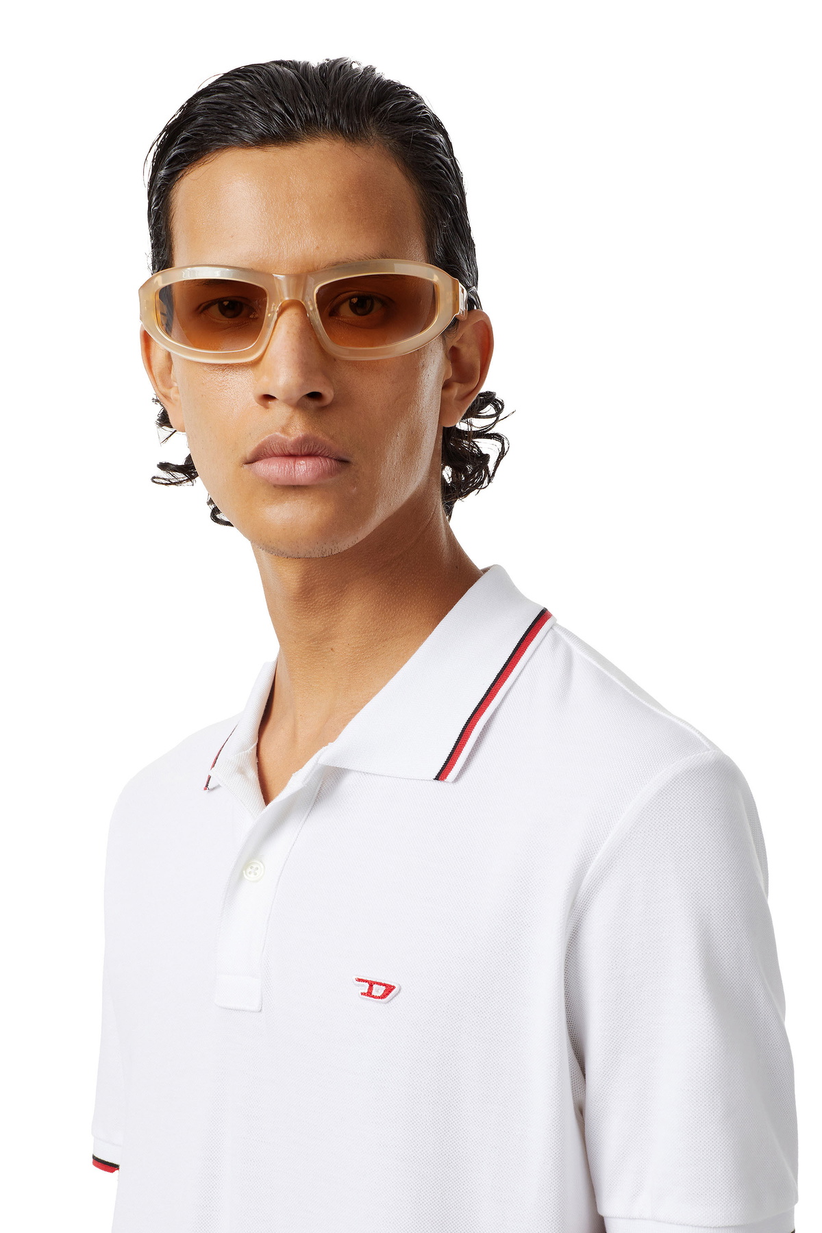 Diesel Polo shirt with D logo - Polos Mens in White Diesel